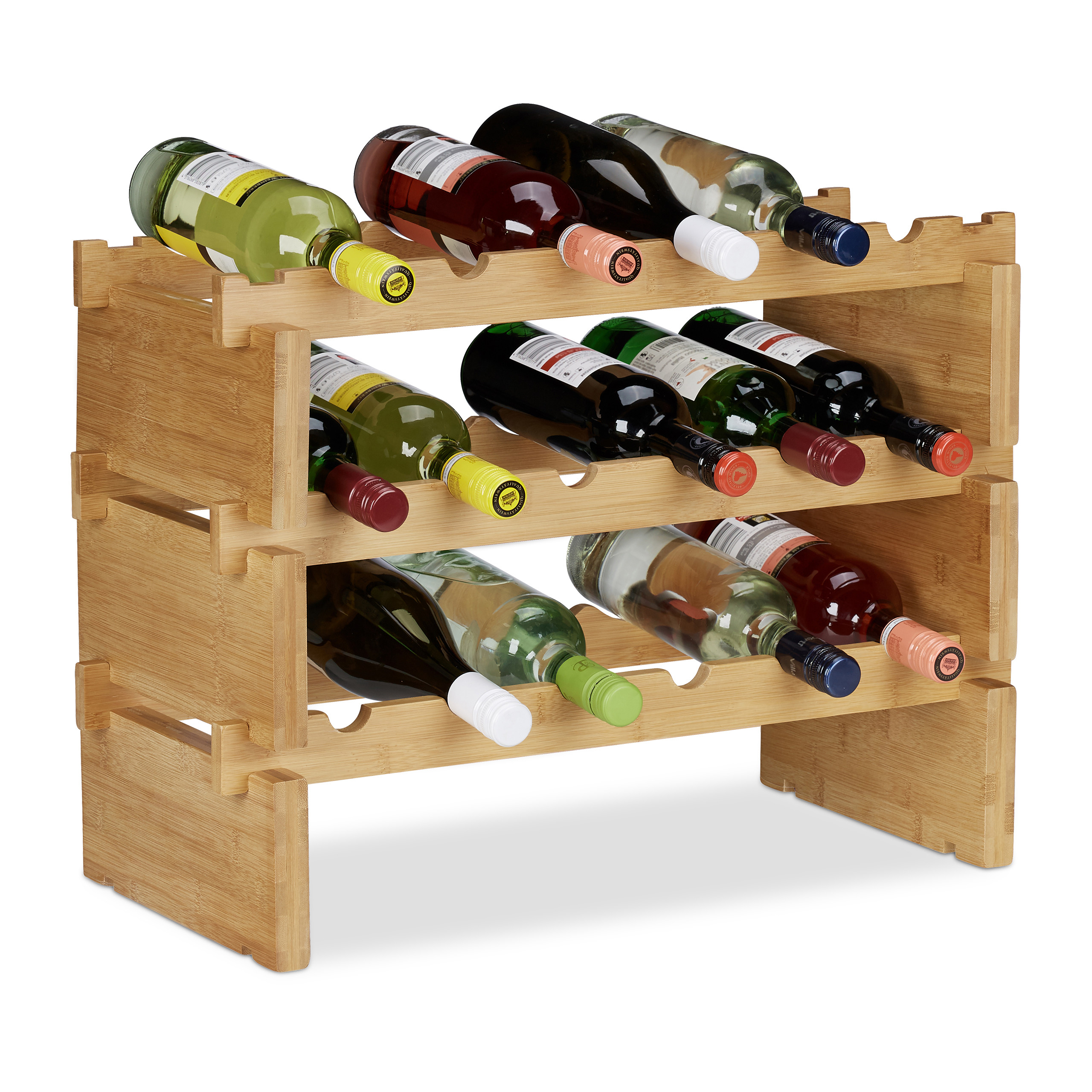 Stacking wine rack Freestanding Bottle Storage Extendable 6 Bottles ...